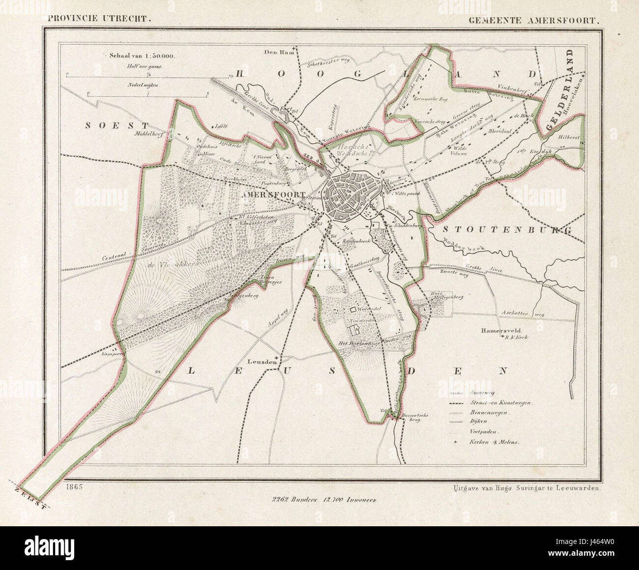 This map shows Amersfoort, a city in the Netherlands, as it appeared in ...