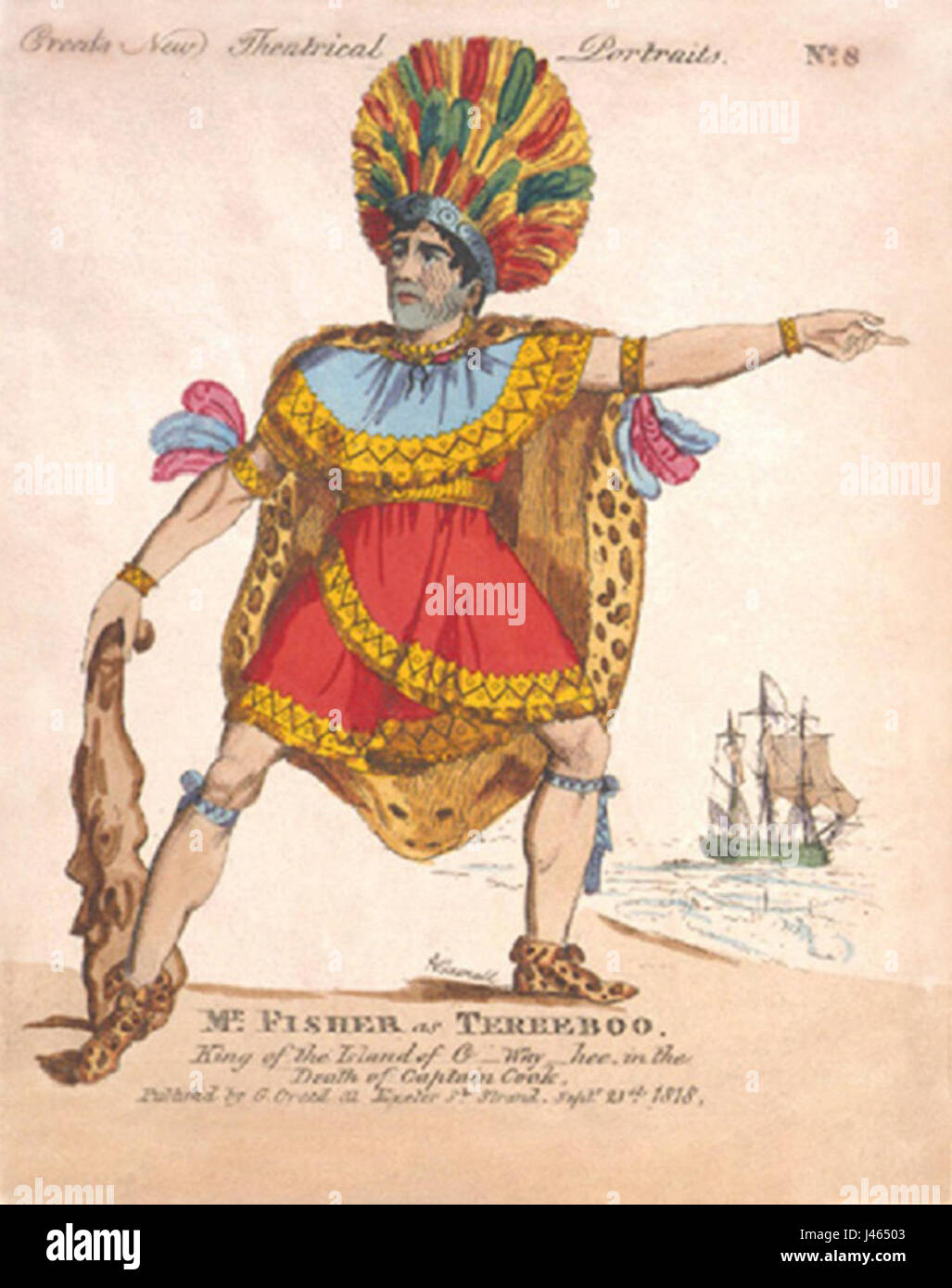 Mr Fisher as Tereeboo (Kalaniopuu), King of the Island of Owhyhee, in ...