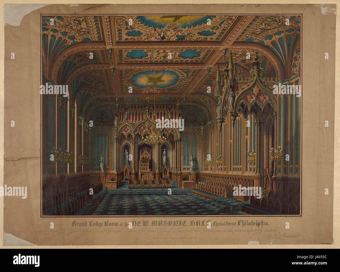 New Masonic Hall Interior 1855 Stock Photo - Alamy