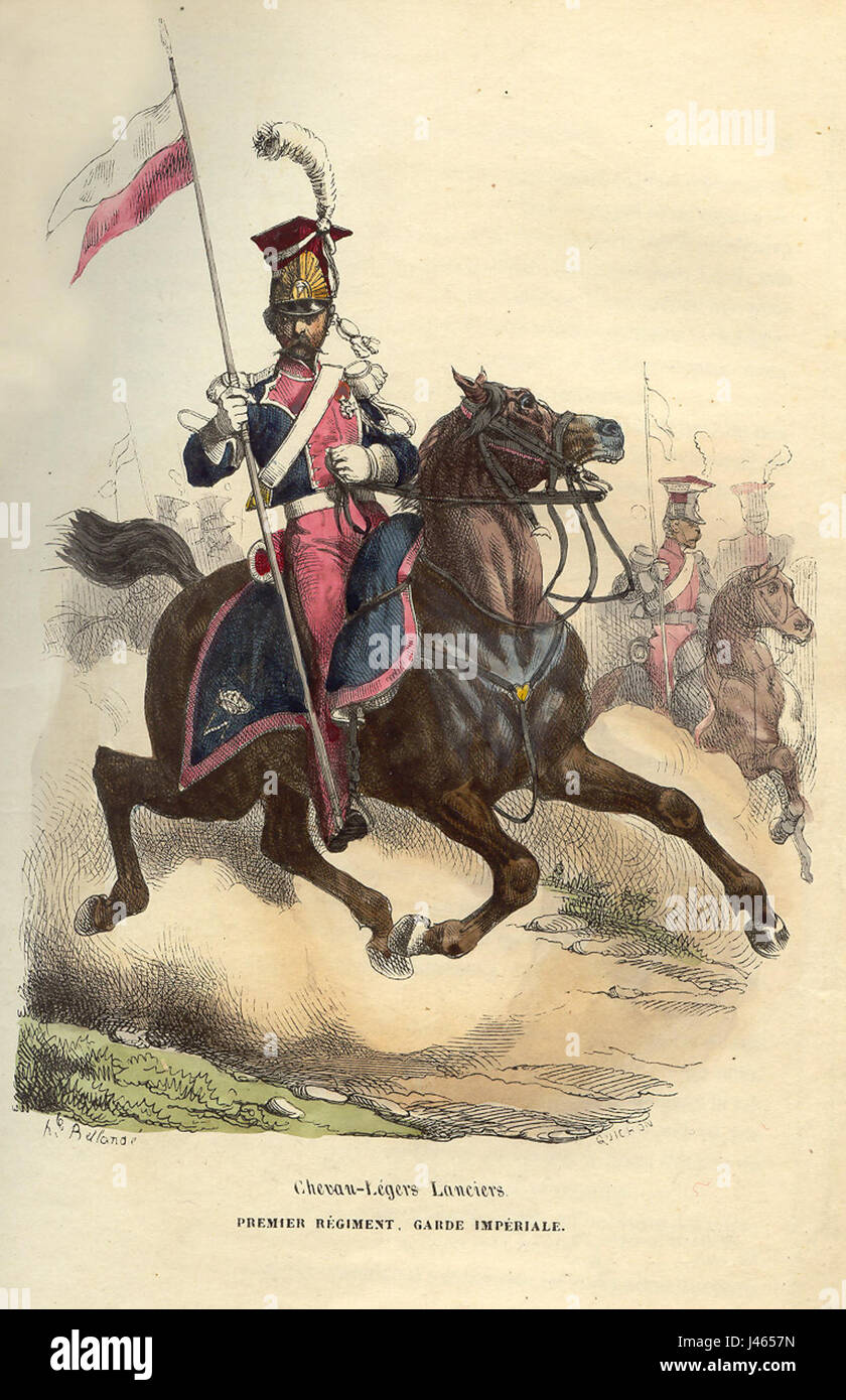 The Napoleon Guard Light Horse Lancer illustration by Bellange depicts ...