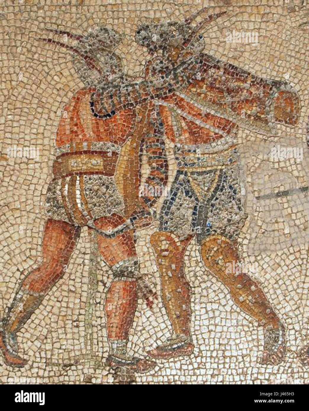 The Zliten mosaic depicts the ancient Roman gladiatorial combat between ...
