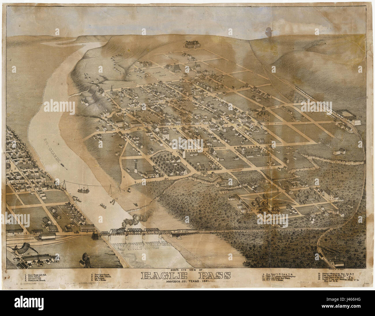 Old map Eagle Pass 1887 Stock Photo - Alamy