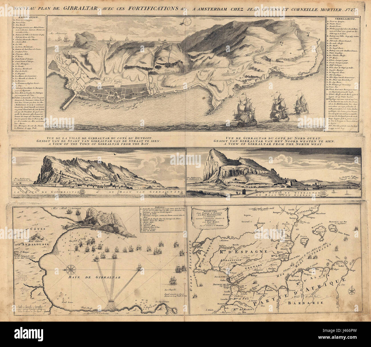The 'Nouveau plan de Gibraltar' is a historical map produced by Jean ...