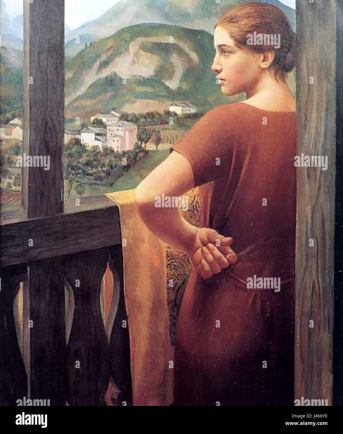 'Oppi Donna alla finestra' is an artwork depicting a woman at a window ...