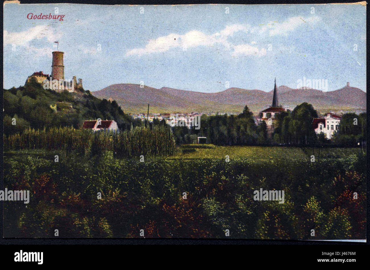 This historical view of Godesburg in the Rhine region, labeled as ...
