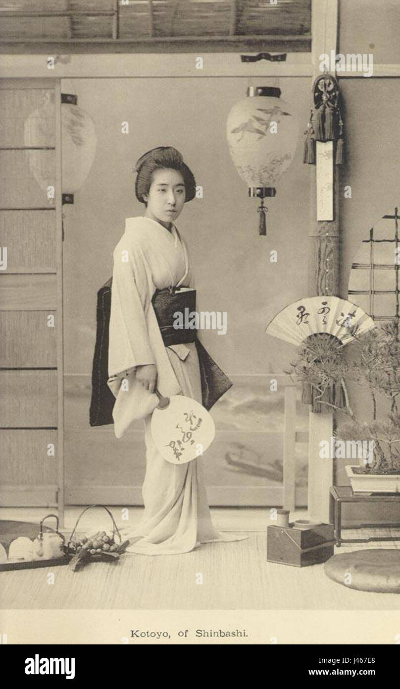 This image depicts a traditional Japanese Geisha by the artist Ogawa ...