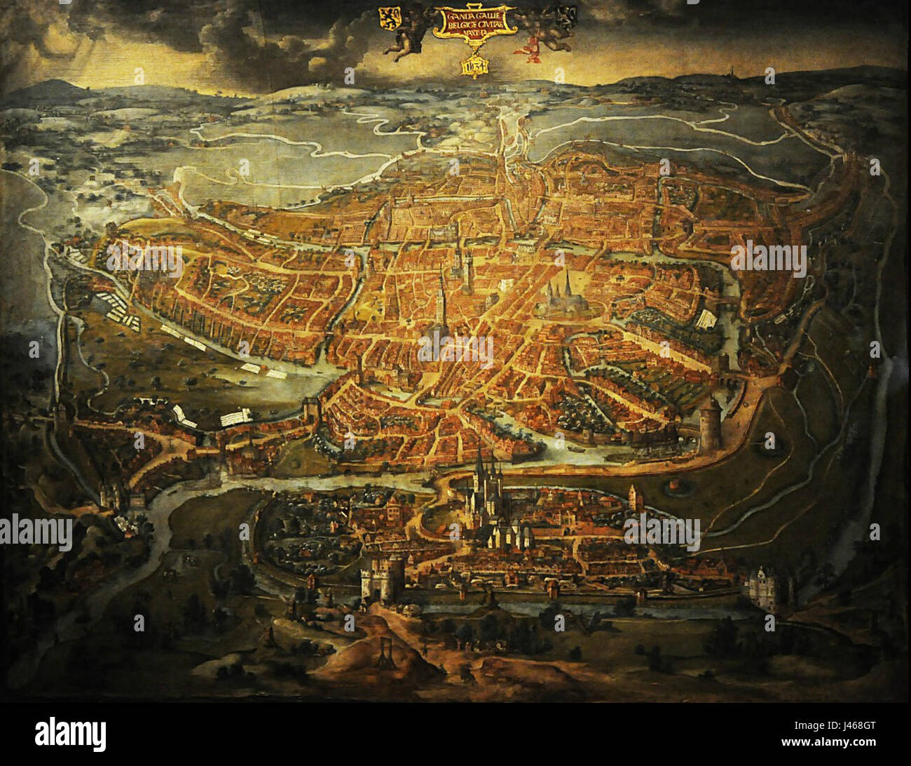 This panoramic view of Ghent, dating back to 1534, offers a detailed ...