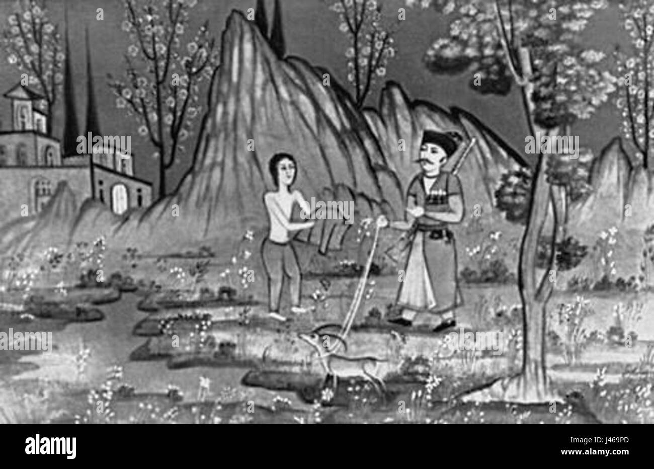 Miniature for Leyli and Majnun poem by Fuzuli Stock Photo - Alamy