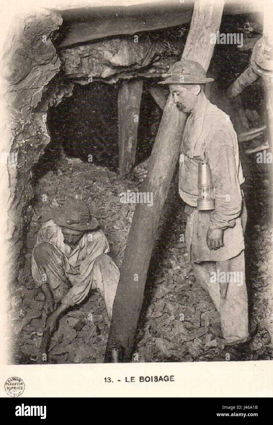 The 'Mines de Carvin 13 Le boisage' depicts a detailed view of the ...