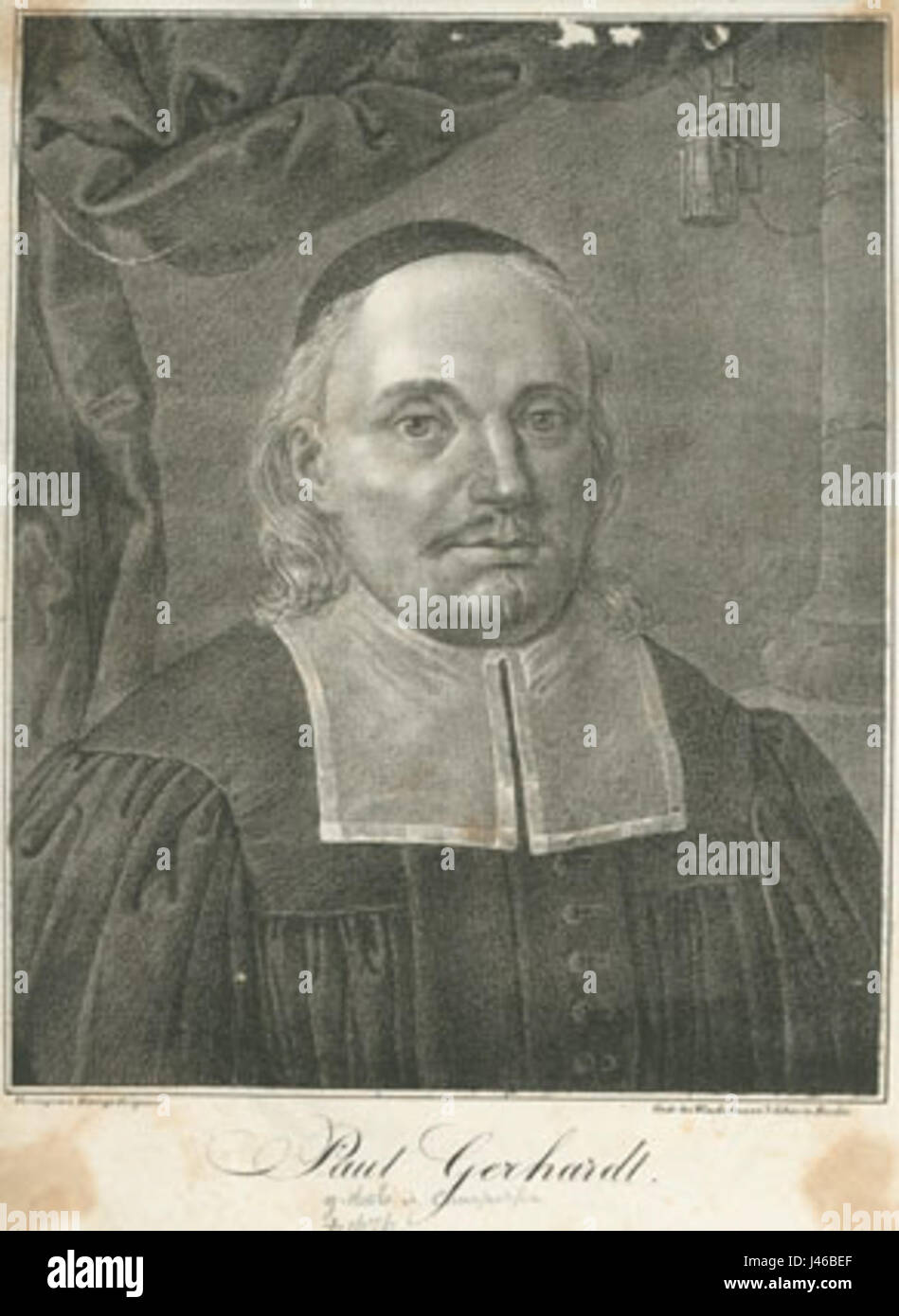 This portrait depicts Paul Gerhardt, a German Lutheran minister and ...