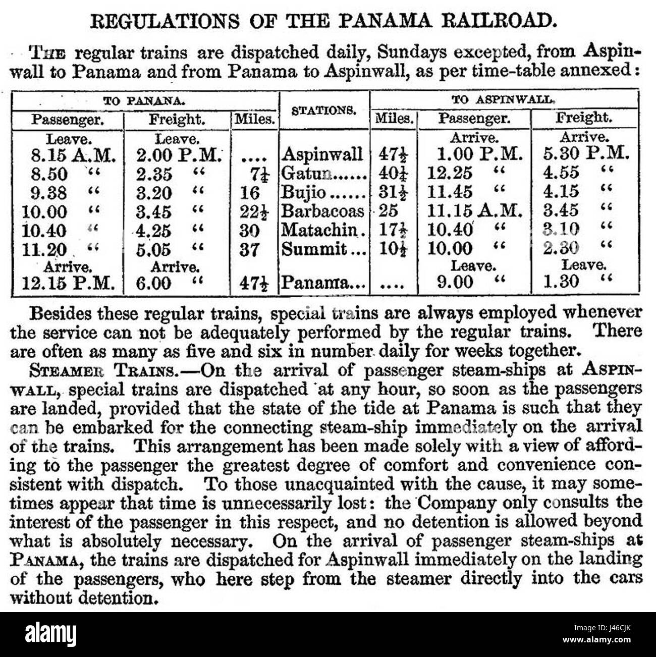 Panama RR Schedule Stock Photo - Alamy
