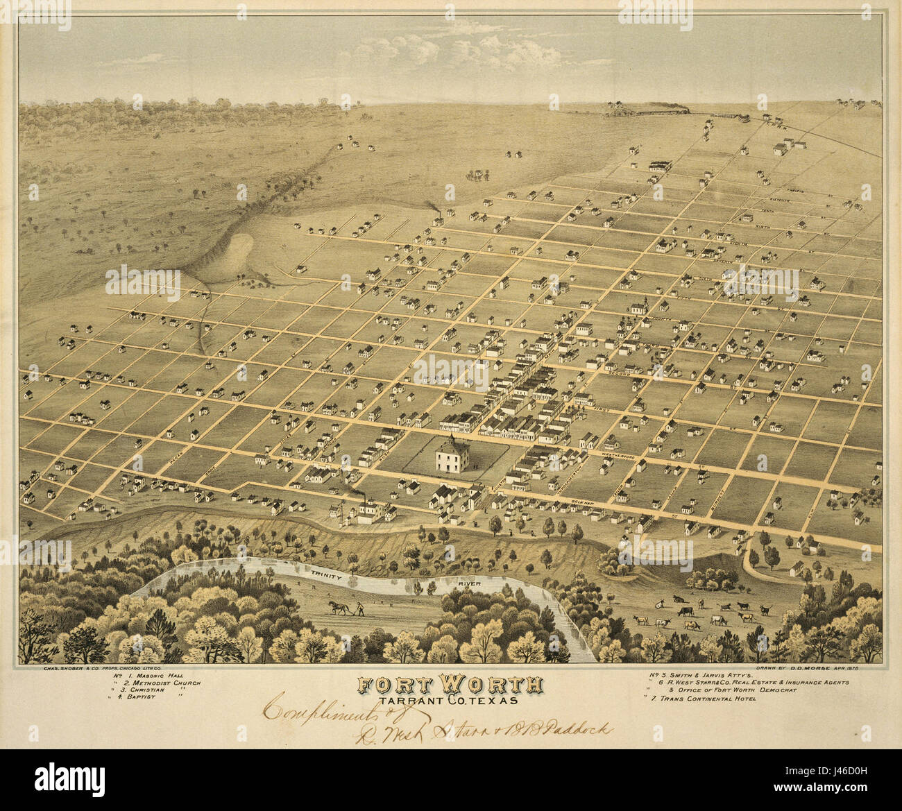 Old map Fort Worth 1876 Stock Photo - Alamy