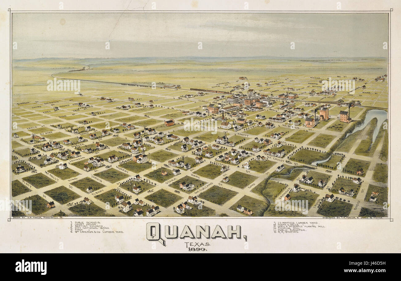 Old map Quanah 1890 Stock Photo - Alamy