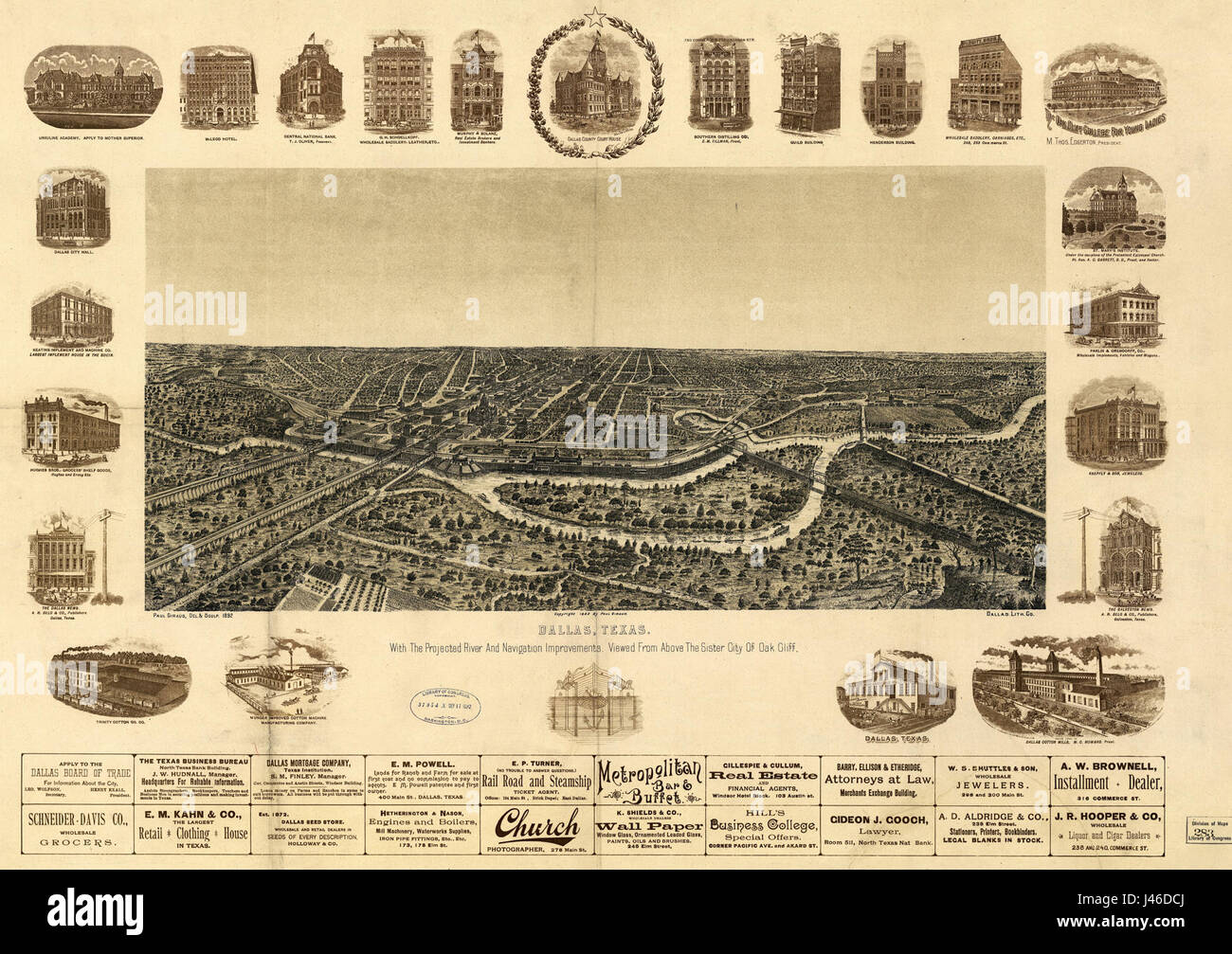 Old map Dallas 1892 Stock Photo - Alamy