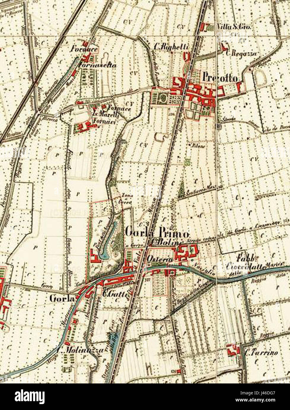 This detail from the 1878 maneuver map of Milan (Milano IGM) shows ...