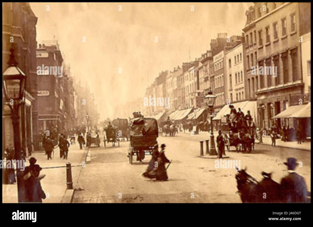 Oxford Street in London, captured in 1875, reflects the urban landscape ...