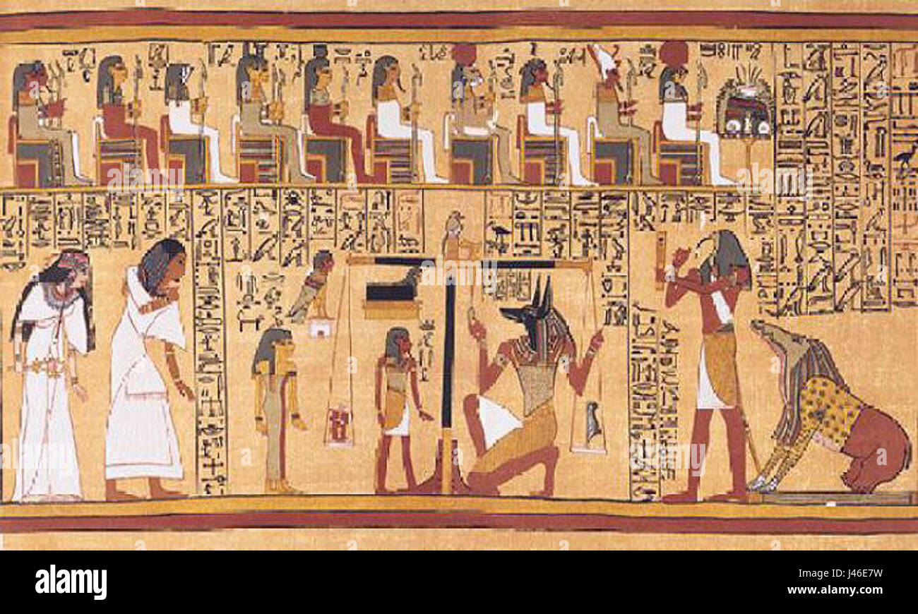 An ancient Egyptian papyrus scroll, known as the Papyrus Ani ...