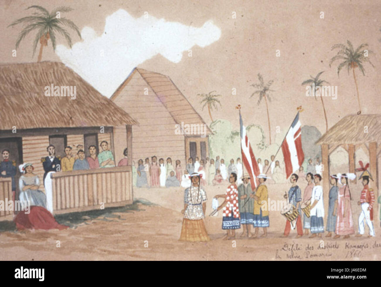 A historical depiction of the 1860 parade of the Kanaks, an indigenous ...