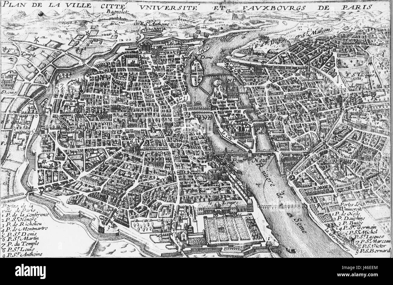 17th century paris map hi-res stock photography and images - Alamy