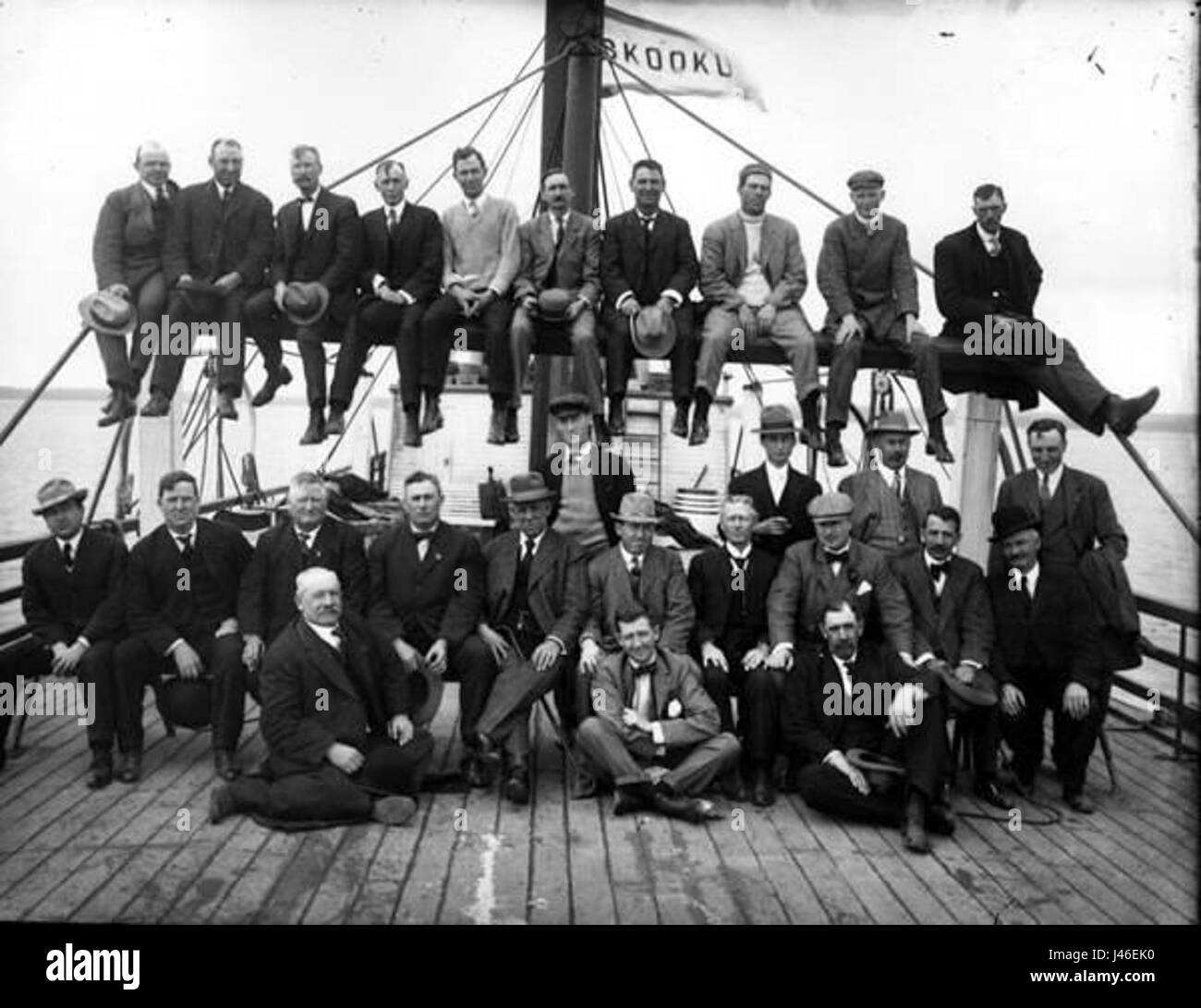 This image shows passengers aboard the steamer *Skookum* in 1911. The ...