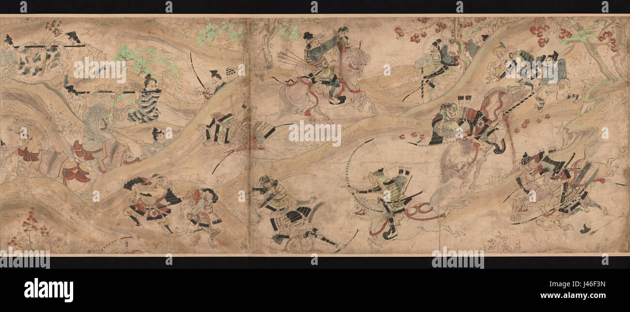 A Japanese emakimono (painted handscroll) titled 'Obusuma Saburo emaki ...