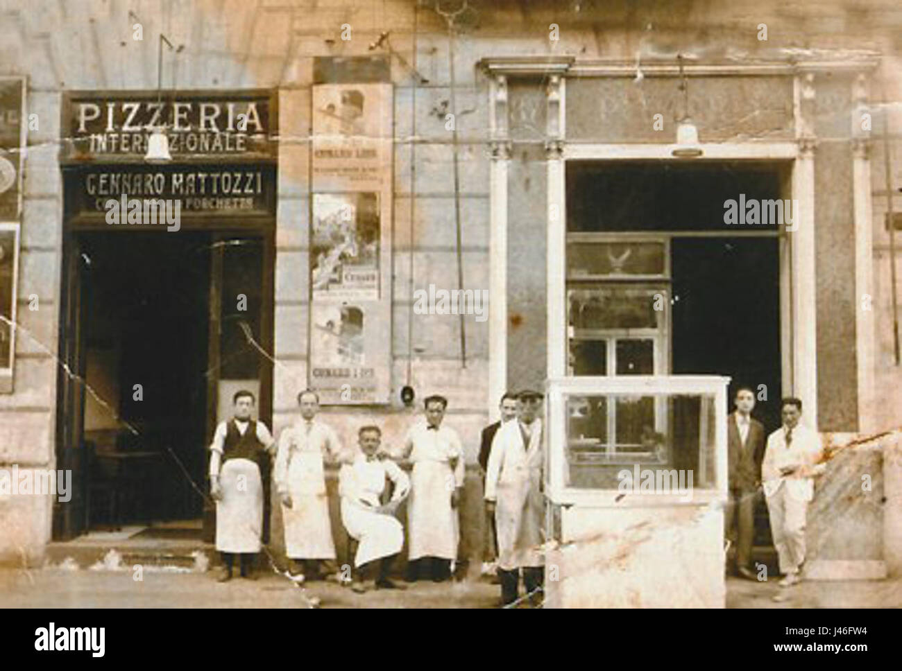 A reference to an old pizzeria in Naples, Italy, likely a historical ...