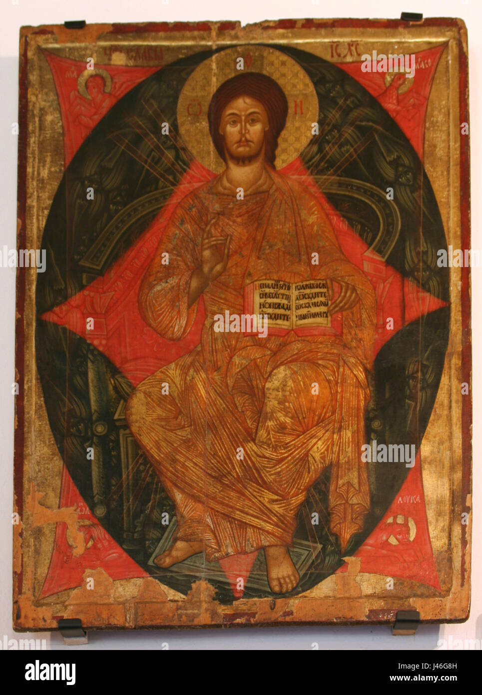 This image depicts 'Christ Pantokrator' within a mandorla, a symbolic ...