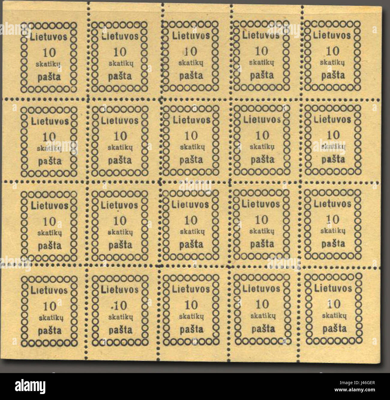 Mi1 Lithuania 1918 full sheet Stock Photo - Alamy