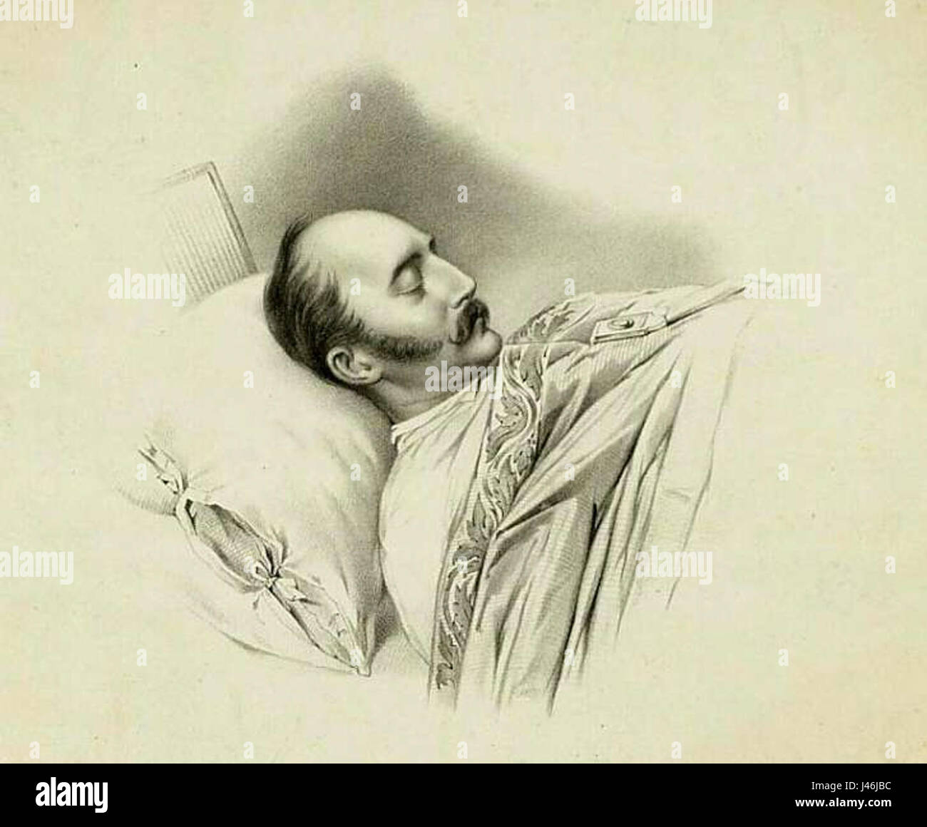 Nicholas I of Russia, the Tsar, is depicted on his deathbed in this ...