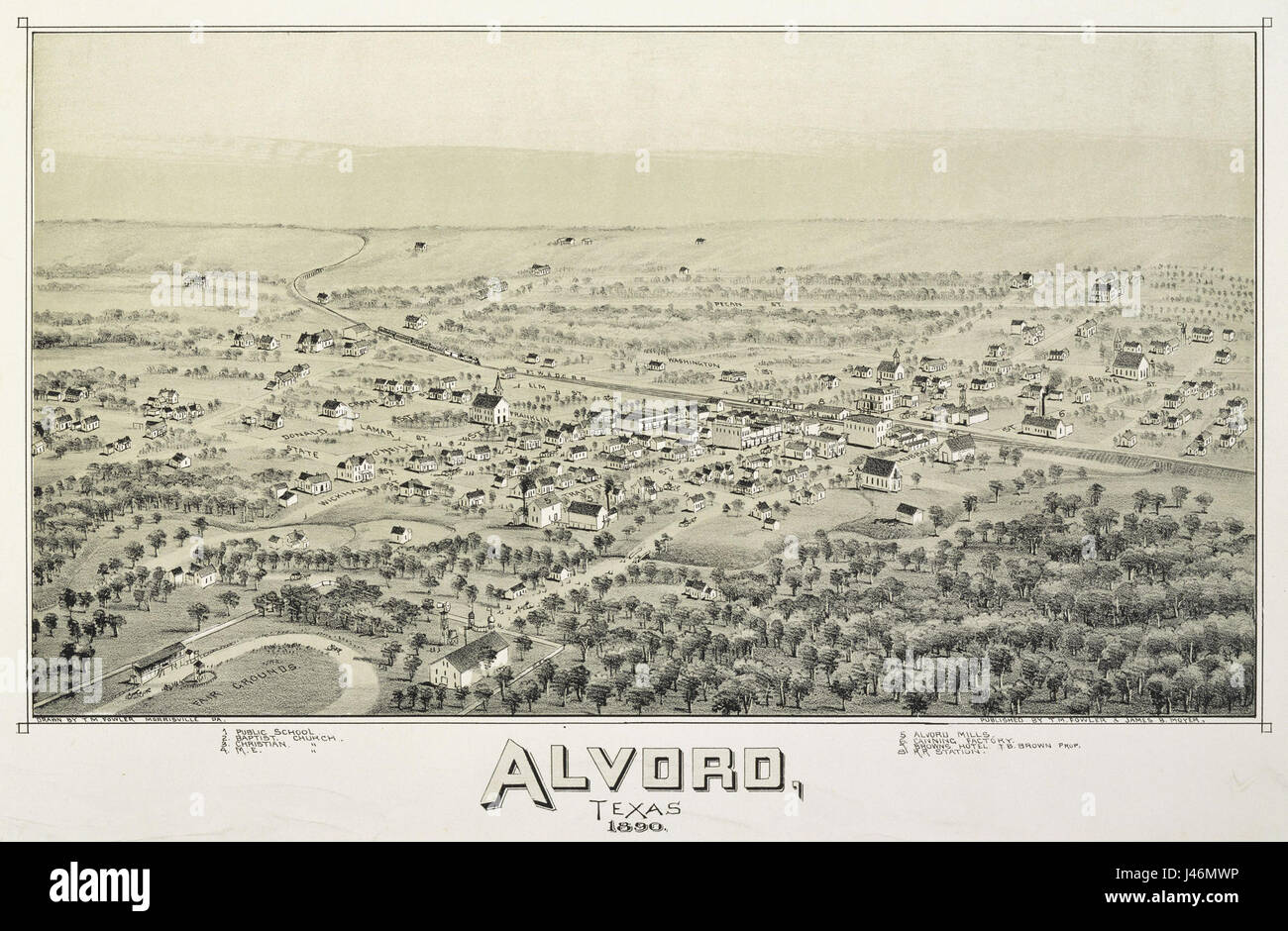 Old map Alvord 1890 Stock Photo - Alamy