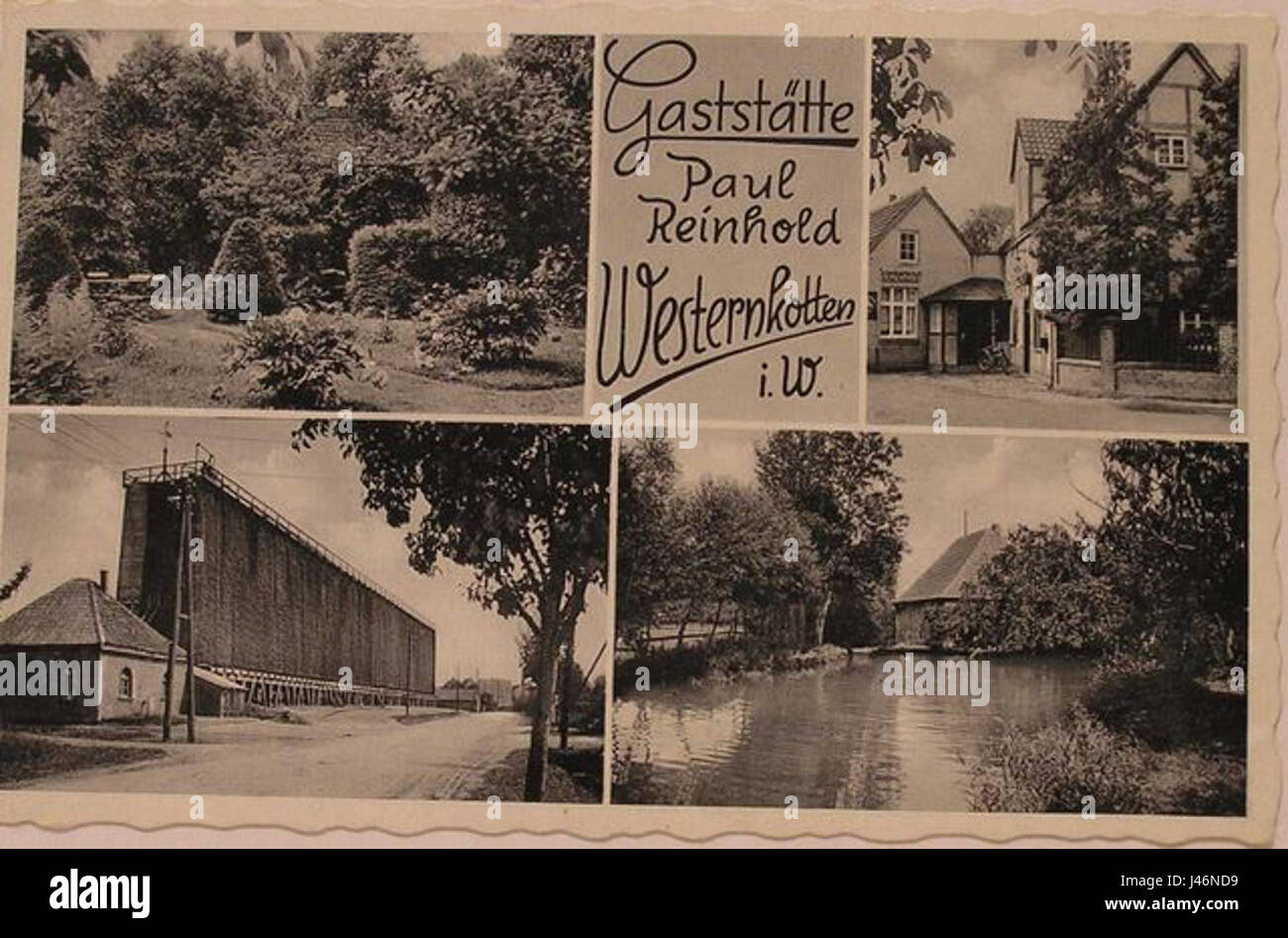 The image, from an early 20th century postcard, shows a mill (Muehle ...