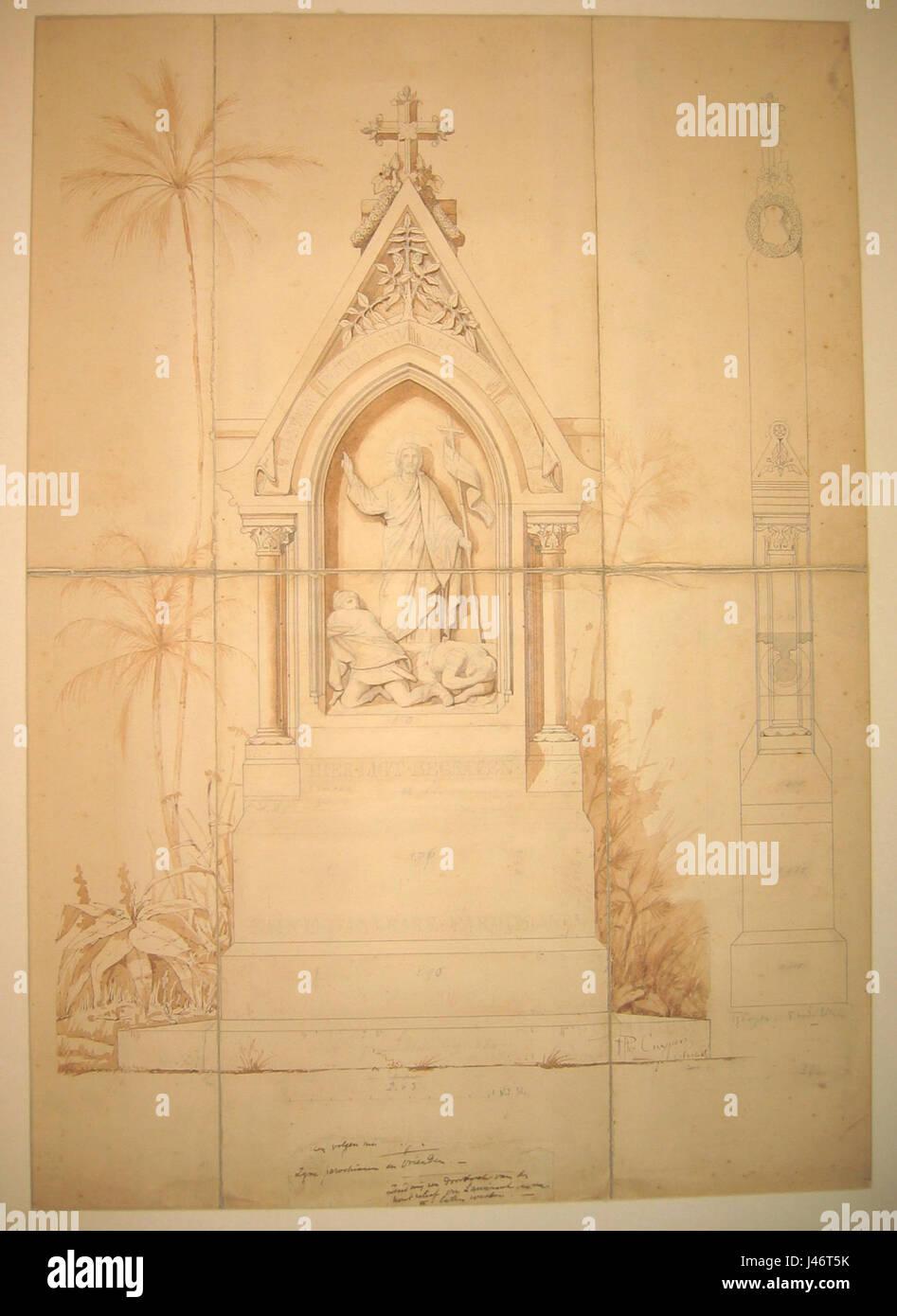 Design for a grave monument at Cuypershuis, showcasing architectural ...