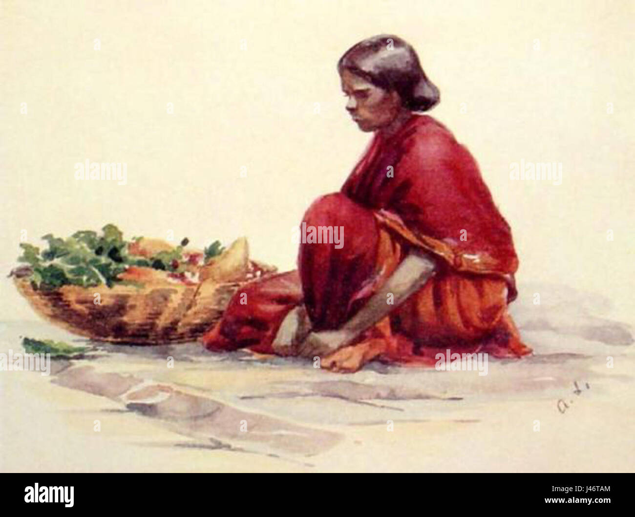 An artwork titled 'Pariahwomanbasket', illustrating a woman from the ...