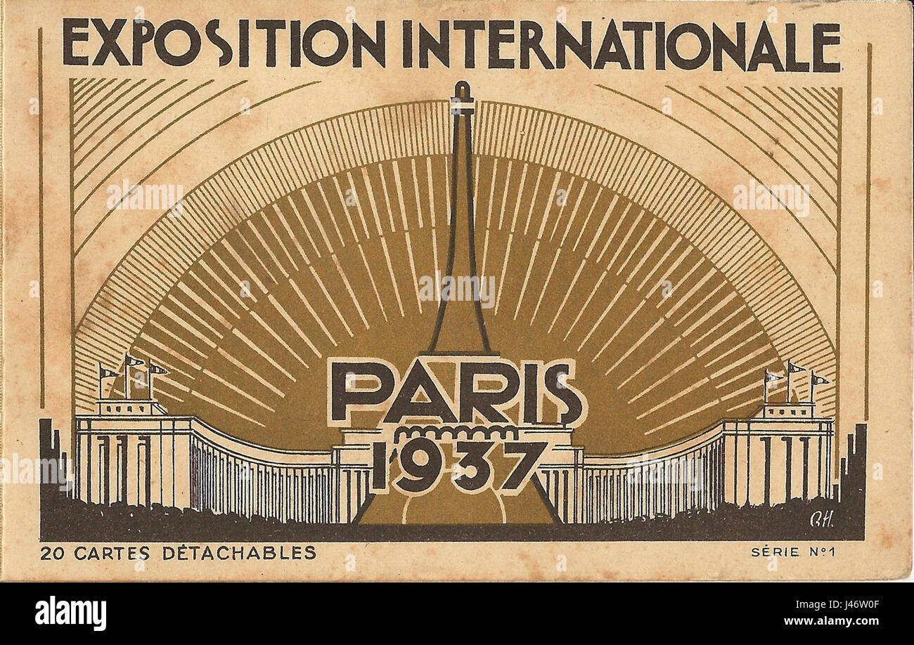 A postcard from the 1937 Paris Expo, showcasing the international ...