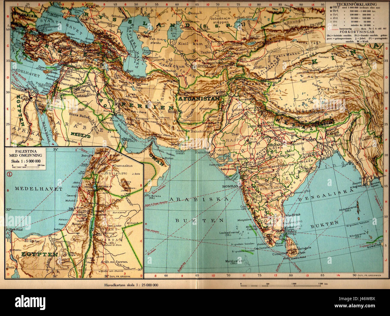 Map of the middle east 1930 hi-res stock photography and images - Alamy
