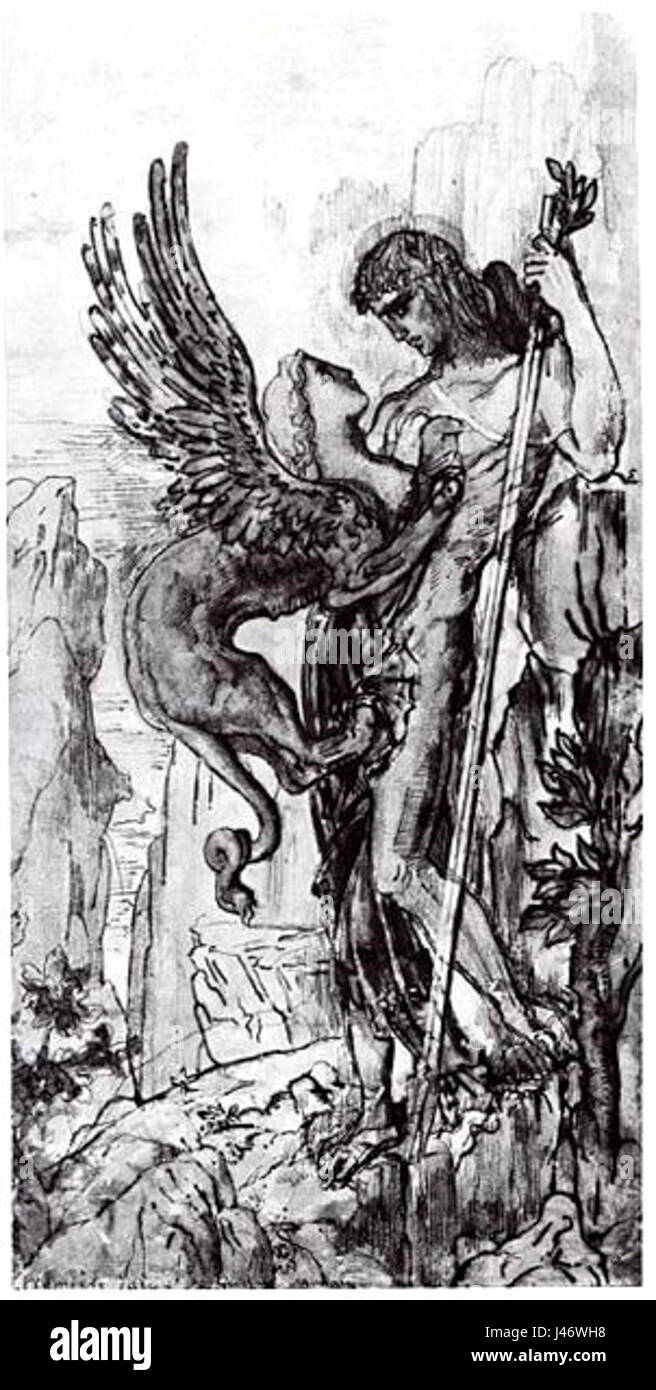 Gustave Moreau's 1861 painting 'Oedipus and the Sphinx' depicts the ...