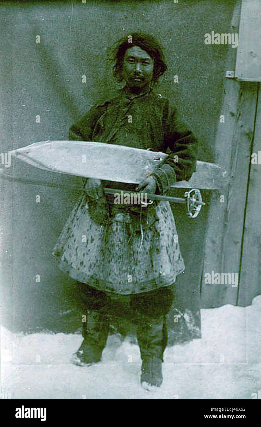 An image showing a Nivkh hunter, a member of the indigenous Nivkh ...