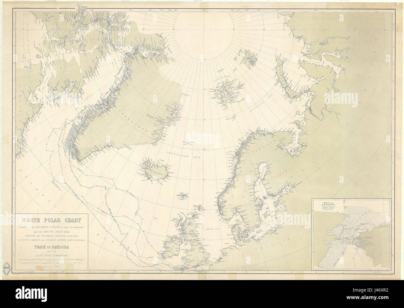 The North Polar Chart depicts the northernmost regions of the Earth ...