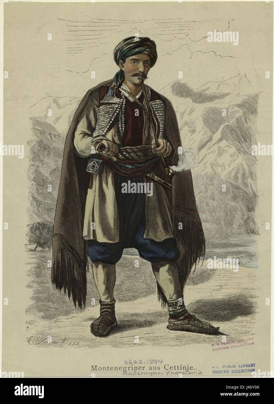 An 1853 illustration by Lipperheide depicting a Montenegrin from ...