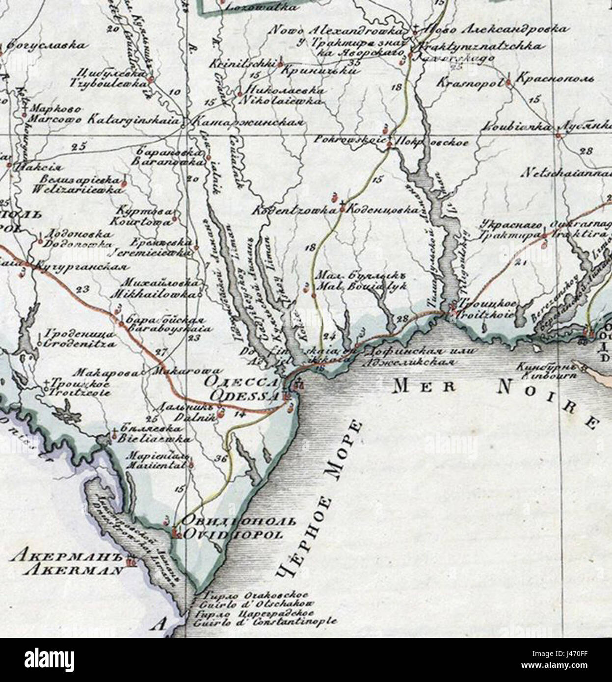 Odessa region old map 01 Stock Photo - Alamy