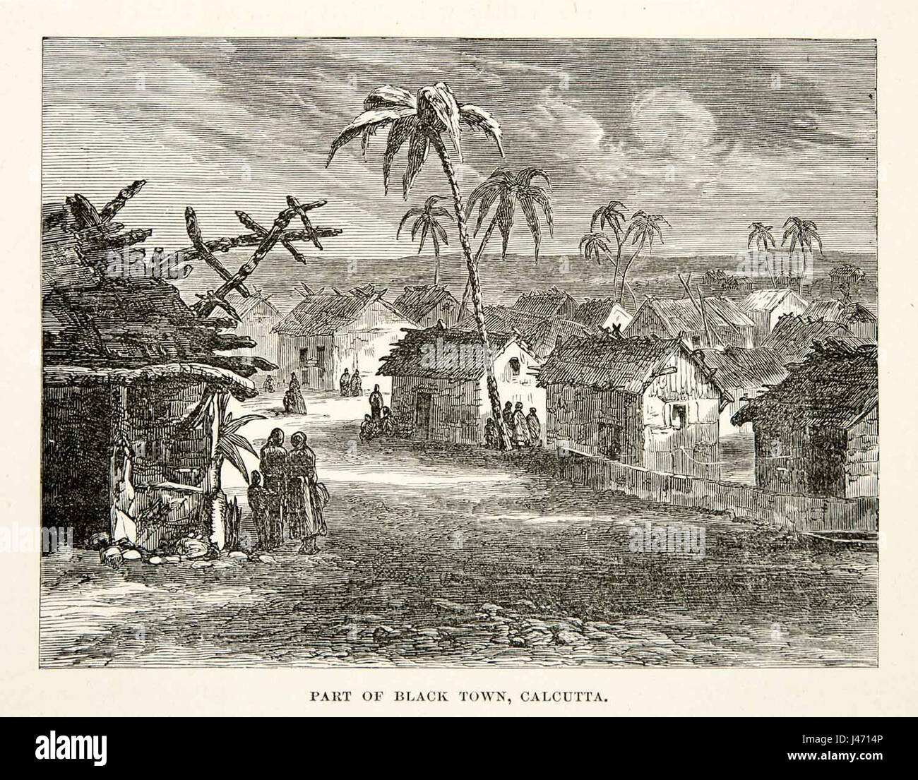 This engraving from 1881 depicts part of Black Town in Calcutta (now ...