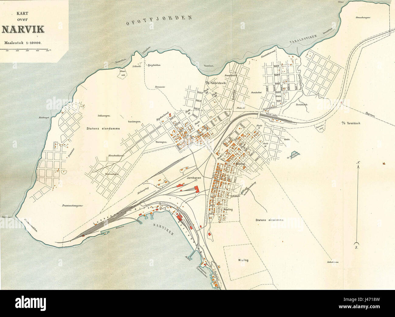This map of Narvik, Norway, from 1907, provides a historical view of ...