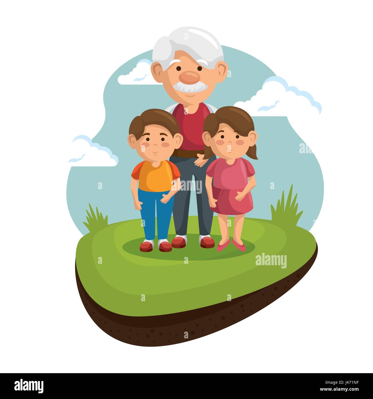 Family boy girl grandparent grandchild Stock Vector Images - Alamy
