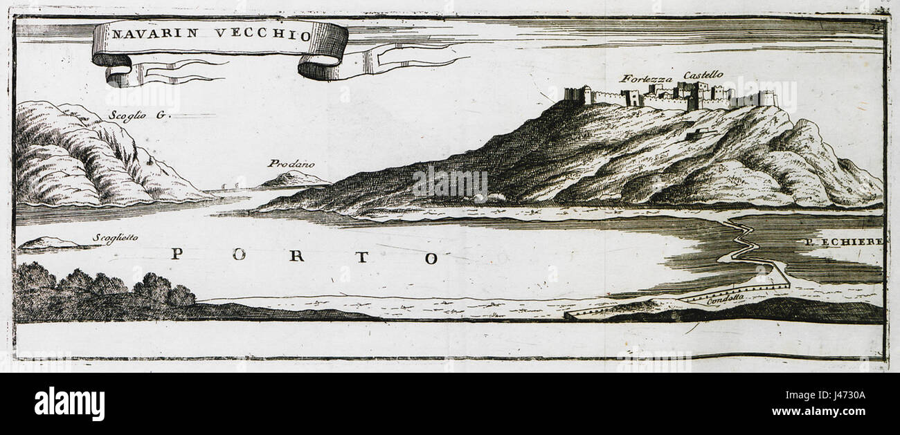 Navarin Vecchio, a map created by Vincenzo Coronelli in 1686 ...