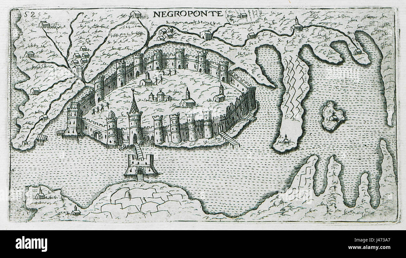The map 'Negroponte' by Giuseppe Rosaccio, created in 1598, is a ...