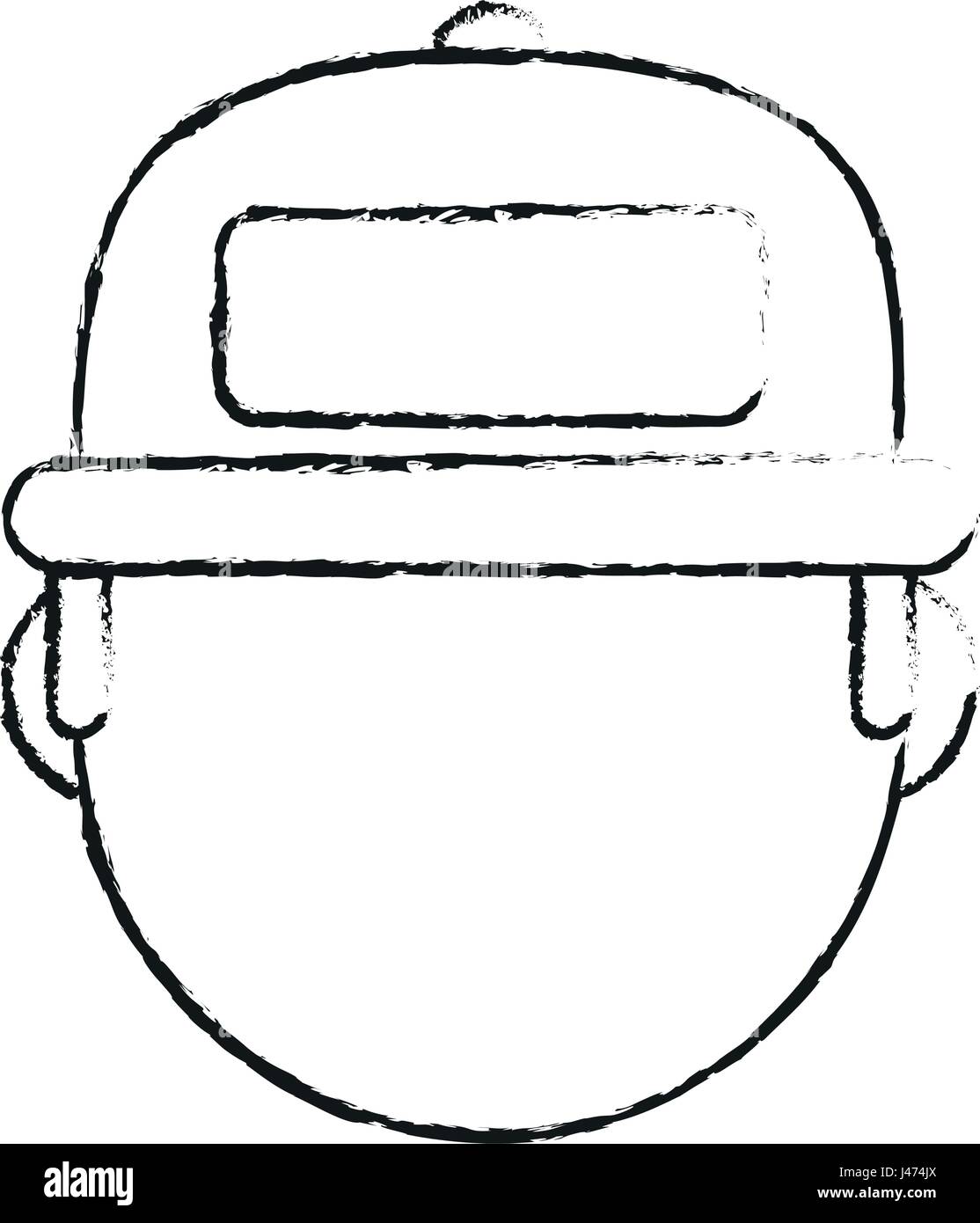 blurred silhouette cartoon front view faceless man with hat Stock ...