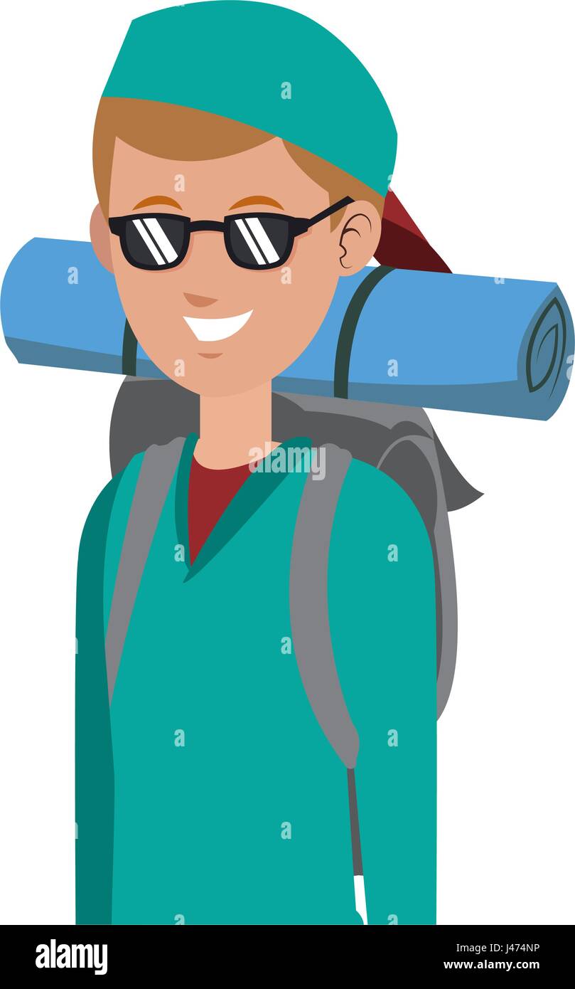 tourist man journey with baggage Stock Vector Image & Art - Alamy