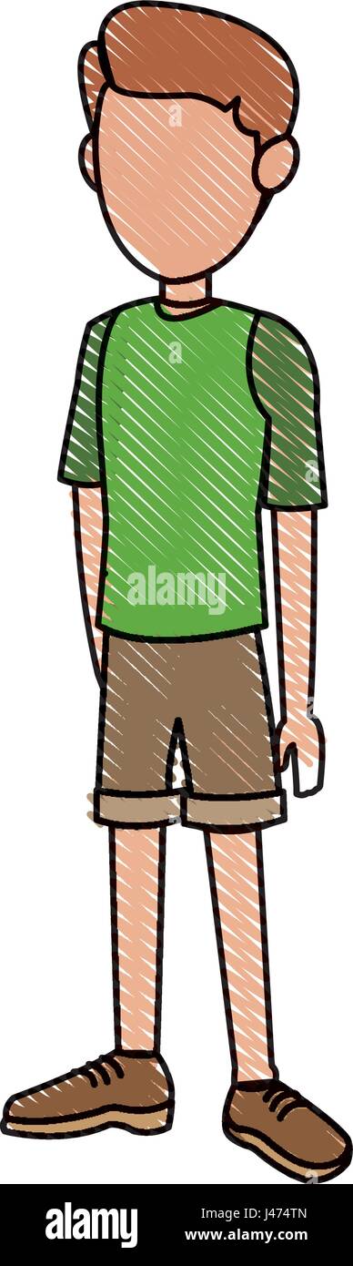 Drawing Of A Little Boy Standing