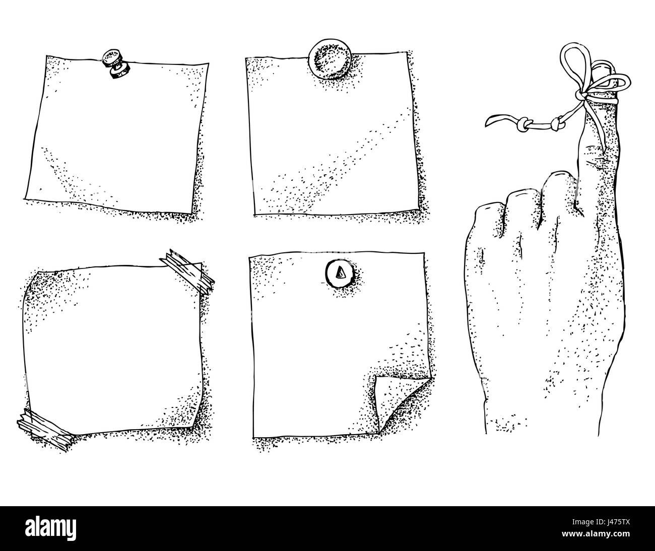 Reminder string on finger and paper stickers Stock Vector Image & Art ...