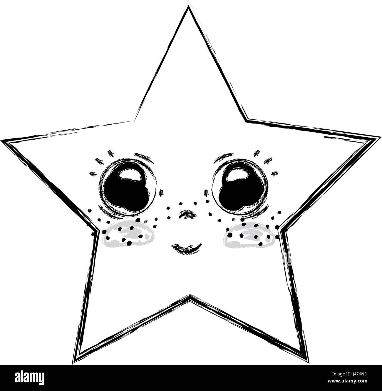 line kawaii happy and cute star design Stock Vector Image & Art - Alamy